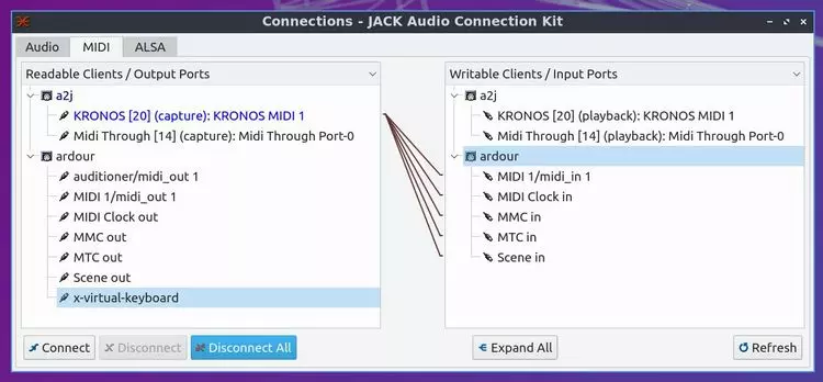 USB холболттой MIDI гартай Linux DAW ашиглах 22115_12