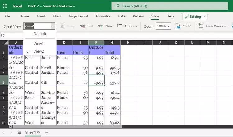 Cara Membuat Paparan Sementara dalam Excel untuk Kerjasama 22156_2