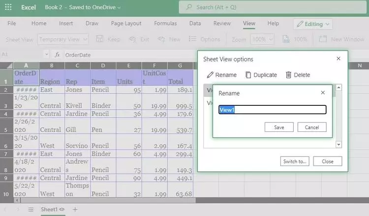 Cara Membuat Paparan Sementara dalam Excel untuk Kerjasama 22156_4