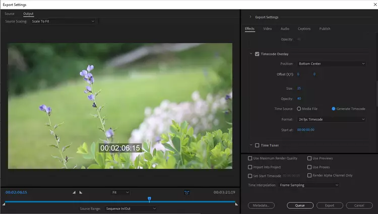 Adobe Premiere Pro yordamida Timecode Burn-In qanday yaratiladi 22212_2