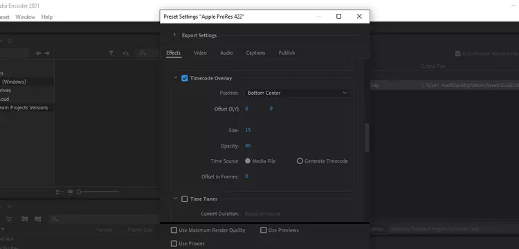 Adobe Premiere Pro yordamida Timecode Burn-In qanday yaratiladi 22212_3