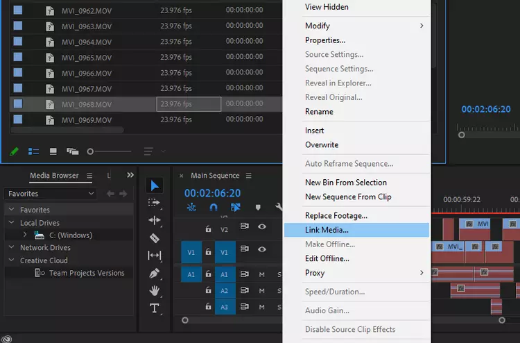 په Adobe Premiere Pro کې د آفلاین میډیا بیا لینک کولو څرنګوالی 22219_4