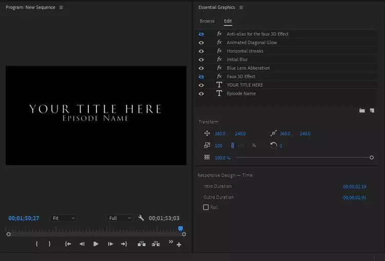 Што такое асноўная графічная панэль у Premiere Pro і як яна працуе? 22228_4