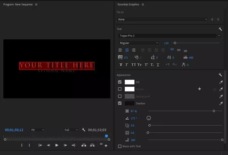 Што такое асноўная графічная панэль у Premiere Pro і як яна працуе? 22228_6