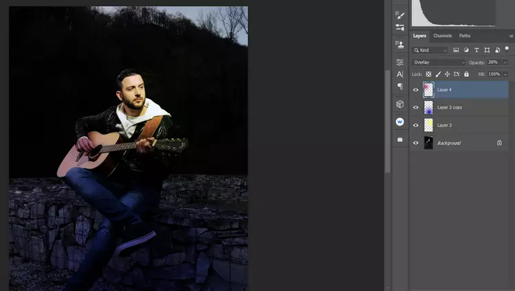 Overlay Blend Mode ашиглан Photoshop дээр гэрэлтүүлгийн эффектүүдийг хэрхэн хялбархан үүсгэх вэ 22339_22