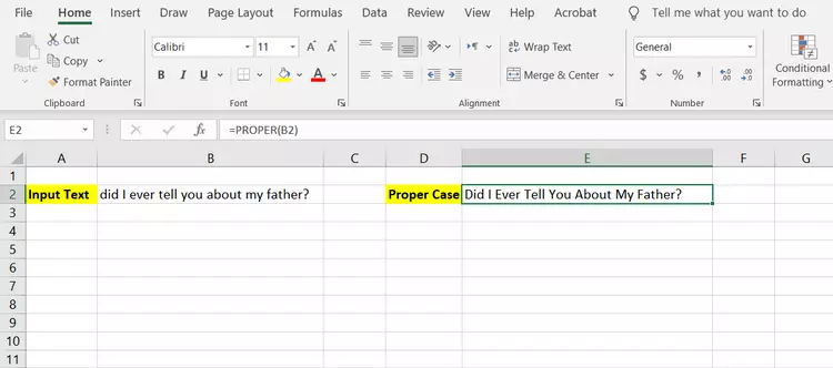 Τρόπος αλλαγής πεζών-κεφαλαίων κειμένου στο Excel χρησιμοποιώντας τύπους 22562_2