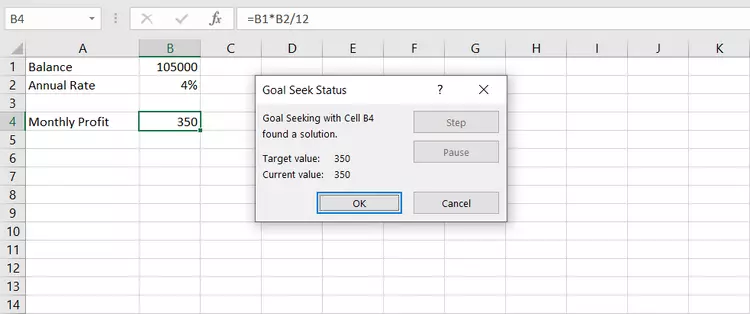 Kaip naudoti tikslo paiešką programoje „Microsoft Excel“ scenarijams „kas būtų, jei“. 22574_3