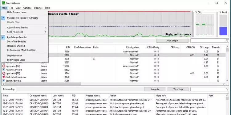 Hvernig á að nota Process Lasso til að ná stjórn á CPU-þráðum þínum 2342_4