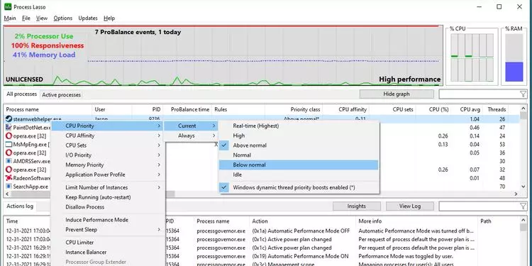 Hvernig á að nota Process Lasso til að ná stjórn á CPU-þráðum þínum 2342_7