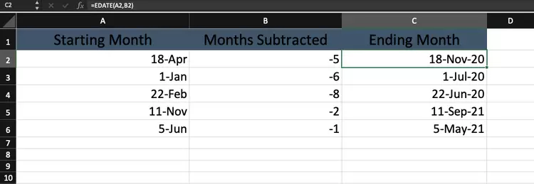 Si të zbritni datat në Excel 2442_2