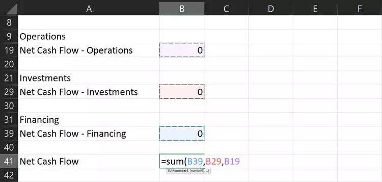 如何在 Microsoft Excel 中制作现金流量表 24776_12