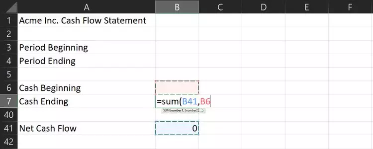 如何在 Microsoft Excel 中制作现金流量表 24776_13
