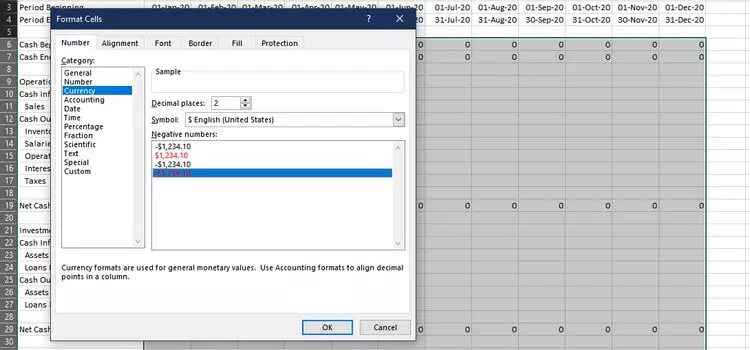Kā izveidot naudas plūsmas pārskatu programmā Microsoft Excel 24776_17