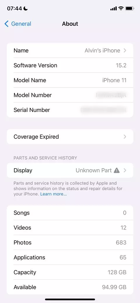 IOS 15 арқылы iPhone бөліктерін және қызмет көрсету тарихын қалай көруге болады 2513_4