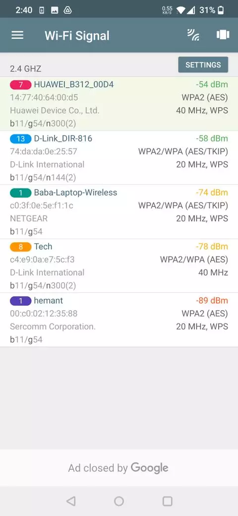 Ny 6 tsara indrindra Wi-Fi Analyzer Apps ho an'ny Android 2585_13