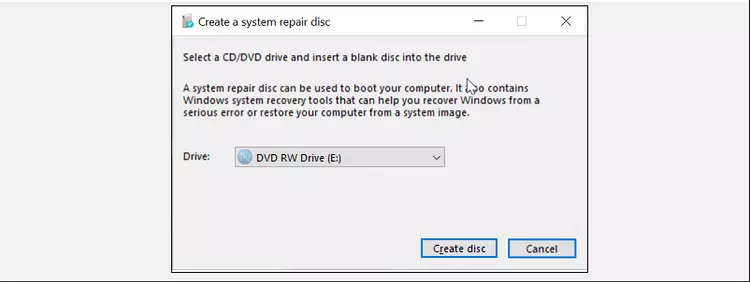 Comment créer un lecteur de récupération et un disque de réparation système dans Windows 10 2659_3