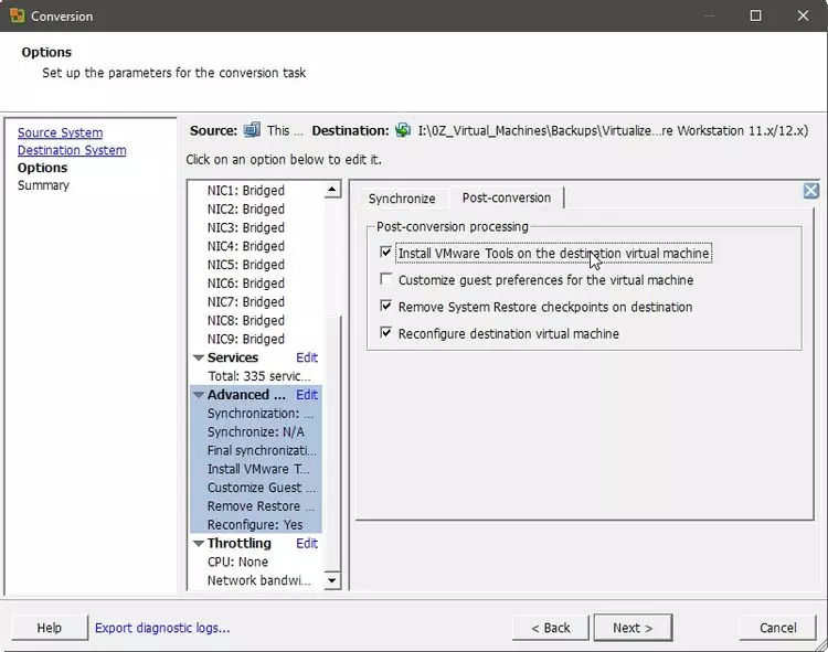 Fa'apipi'i lau Pupuni ile VM Fa'atasi ai ma le vCenter Converter Standalone a le VMWare 2693_13