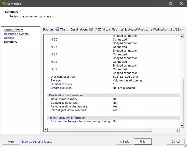 Fa'apipi'i lau Pupuni ile VM Fa'atasi ai ma le vCenter Converter Standalone a le VMWare 2693_15