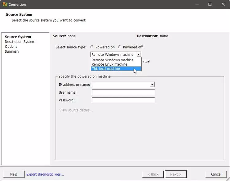 Fa'apipi'i lau Pupuni ile VM Fa'atasi ai ma le vCenter Converter Standalone a le VMWare 2693_4