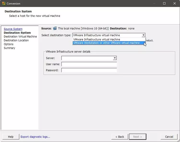 Fa'apipi'i lau Pupuni ile VM Fa'atasi ai ma le vCenter Converter Standalone a le VMWare 2693_6