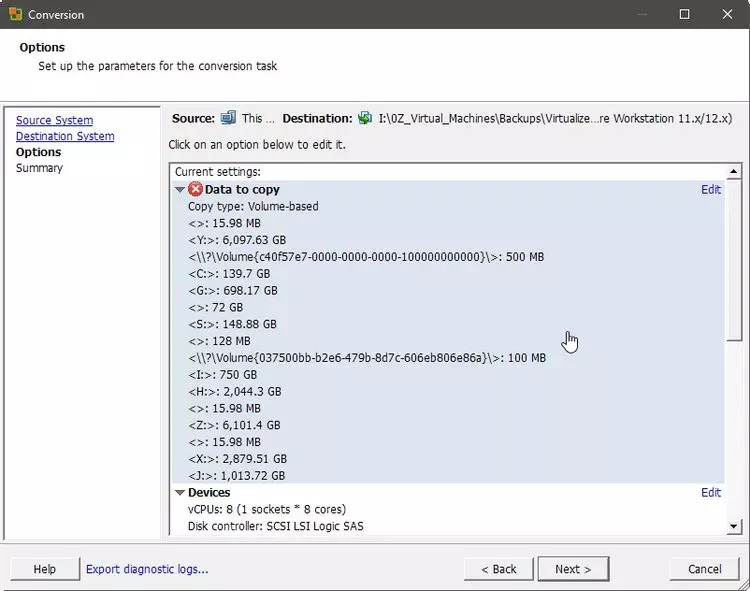 Fa'apipi'i lau Pupuni ile VM Fa'atasi ai ma le vCenter Converter Standalone a le VMWare 2693_9