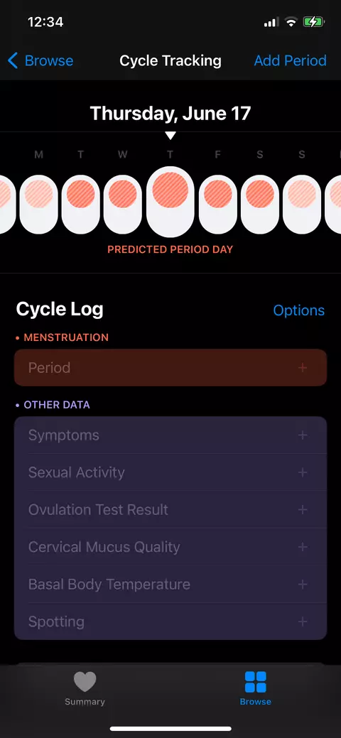 Si të gjurmoni ciklin tuaj menstrual me aplikacionin shëndetësor të iPhone 27123_12