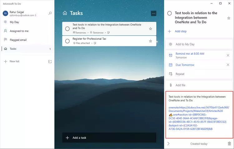OneNote کے ساتھ مائیکروسافٹ ٹو ڈو کو کیسے ضم کریں۔ 2784_4