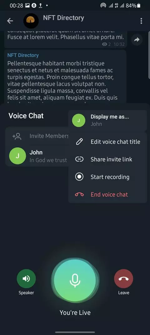 Cum să găzduiești un chat vocal pe canalul tău Telegram 28298_8