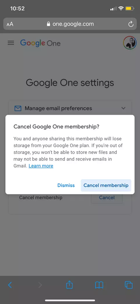 Otu esi ewepụ ndenye aha Google One gị 28893_7