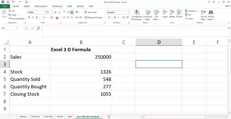 Hoe om data uit veelvuldige velle te konsolideer deur 3D-verwysings in Excel te gebruik 30408_10