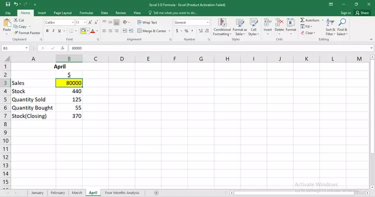 Giunsa Pagkonsolida ang Data Gikan sa Daghang Sheet Gamit ang 3D References sa Excel 30408_5