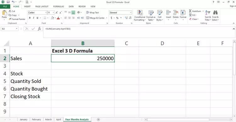 Giunsa Pagkonsolida ang Data Gikan sa Daghang Sheet Gamit ang 3D References sa Excel 30408_7