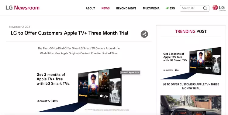 LG에서 Apple TV+를 3개월 동안 무료로 받는 방법 3207_2
