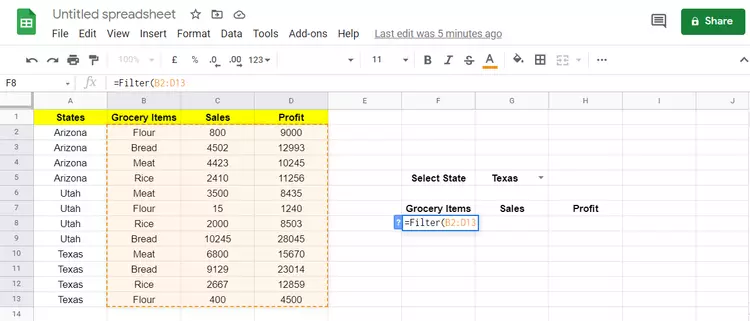 Kako koristiti funkciju FILTER u Google Sheets 32150_11