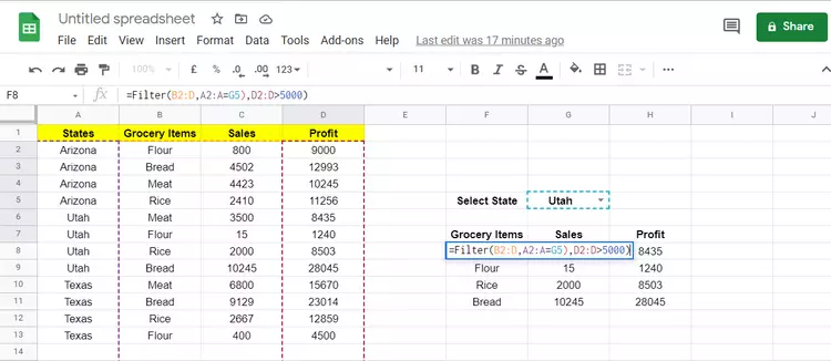 Kako koristiti funkciju FILTER u Google Sheets 32150_17