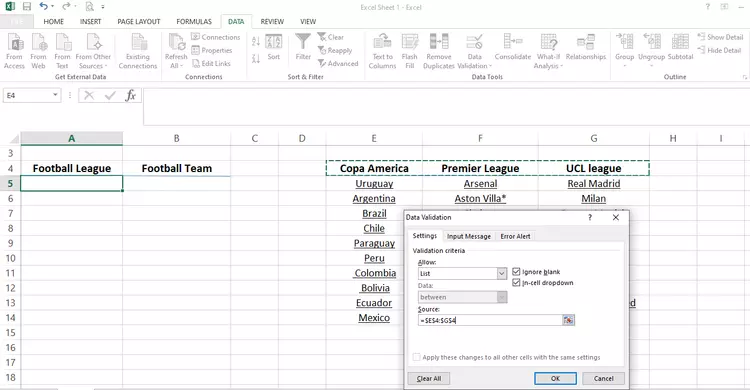 Ki jan yo kreye plizyè lis depandan depandan nan Excel 32551_5