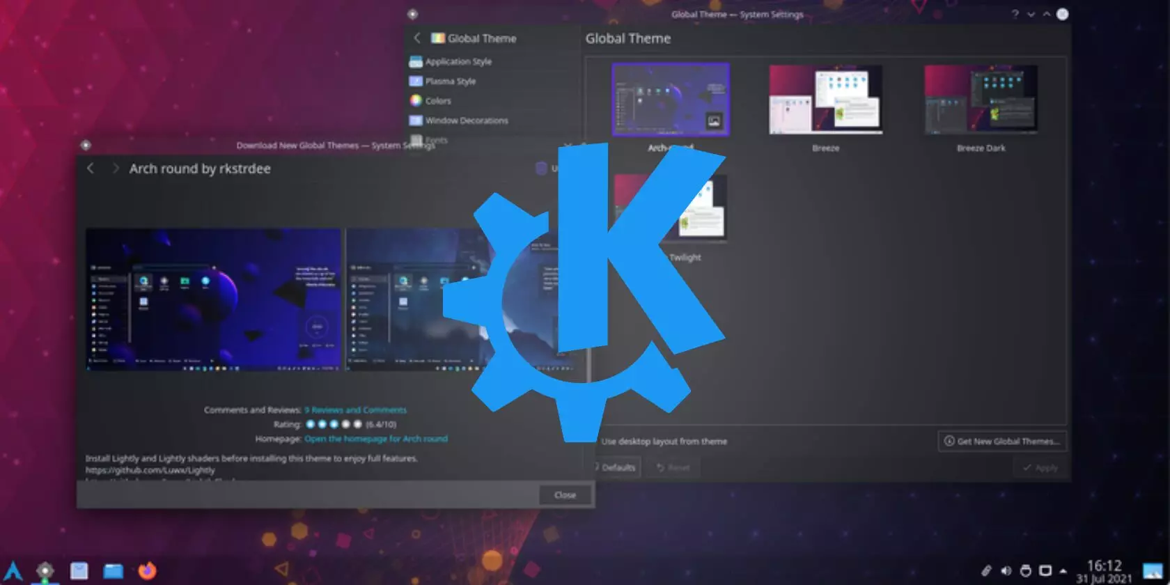 使用 KDE Plasma 中的“獲取新”按鈕獲取更多內容