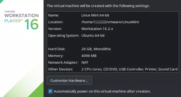 Nigute washyira VMware kuri Linux no gukora Imashini yawe yambere ya Virtual 3288_6