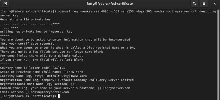 Een zelfondertekend certificaat maken in Linux 3292_2