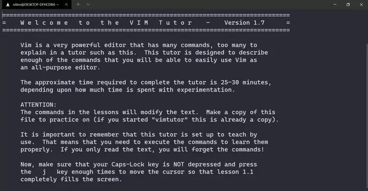 Κατακτήστε τον επεξεργαστή κειμένου Vim στο Linux χρησιμοποιώντας το Vimtutor 3310_2