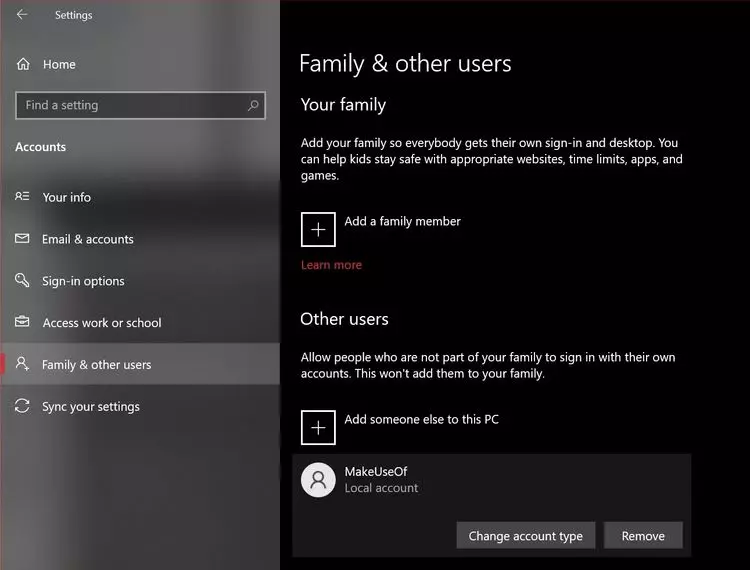 Windows 10-da yerli istifadəçi hesabı yaratmağın 4 yolu 33182_7