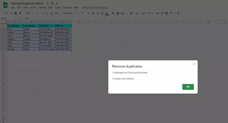 4 manieren om duplicaten in Google Spreadsheets te verwijderen 33286_4