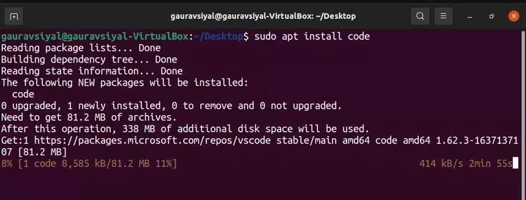 Kaip įdiegti „Visual Studio“ kodą „Ubuntu“. 3345_5