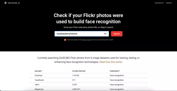 كيفية التحقق من استخدام صور Flickr الخاصة بك في برامج التعرف على الوجه 33891_3