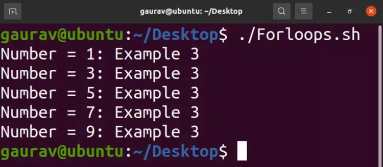 Kā izmantot for Loop Linux Bash Shell skriptā 359_7