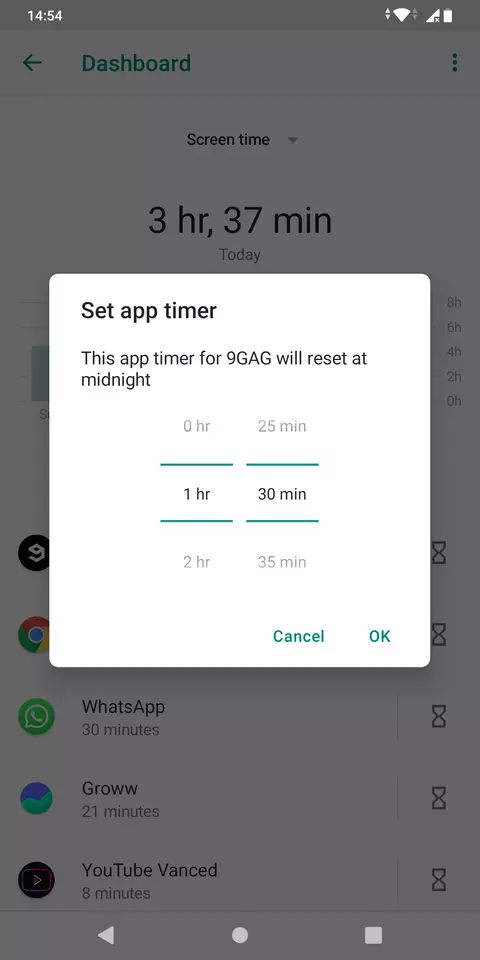 የስክሪን ጊዜን ለመቆጣጠር የመተግበሪያ ሰዓት ቆጣሪን እንዴት ማቀናበር እንደሚቻል 3603_5