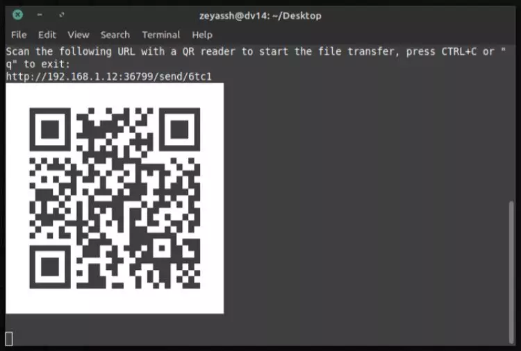 Nola transferitu fitxategiak Linux, Android eta iOS artean qrcp erabiliz 3697_3