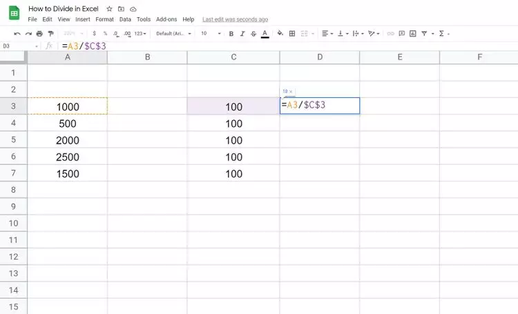 كيفية التقسيم في Excel 3864_4