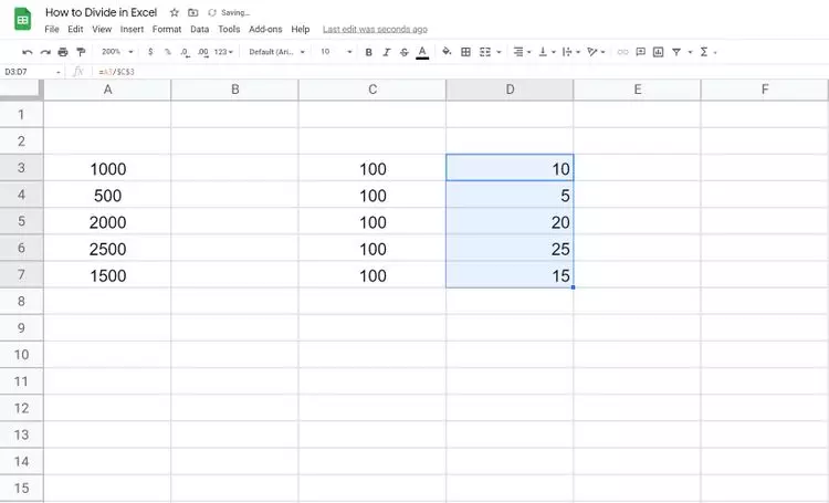 كيفية التقسيم في Excel 3864_5