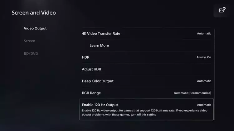 A 120 Hz-es kimenet engedélyezése PS5-ön